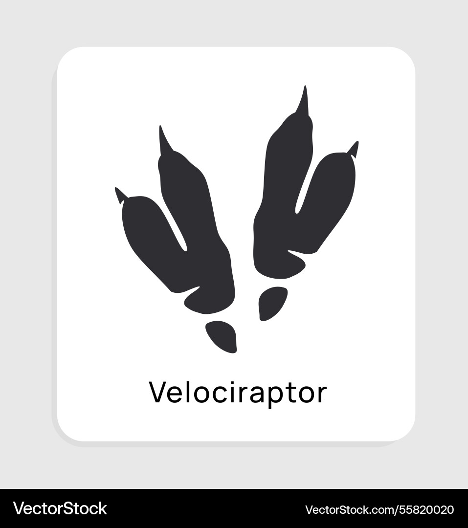 Velociraptor Fußabdruck-Symbol Lizenzfreies Vektorbild