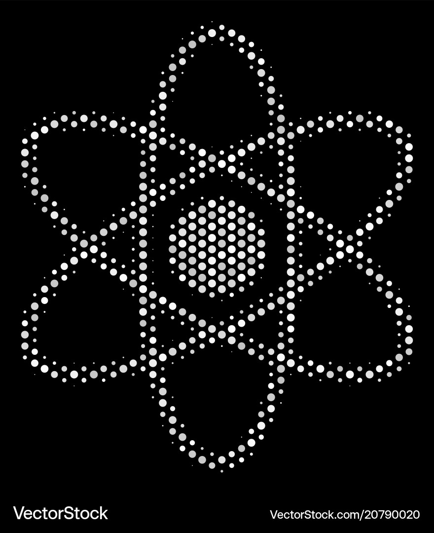 White dotted atom icon Royalty Free Vector Image