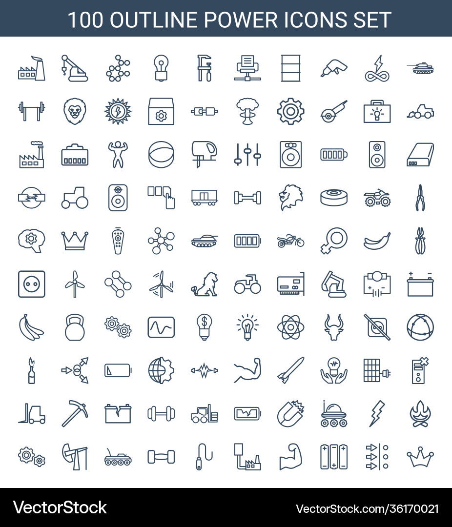 100 power icons Royalty Free Vector Image - VectorStock