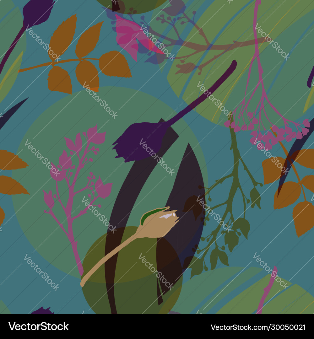 Abstract floral pattern with leaves flowers Vector Image