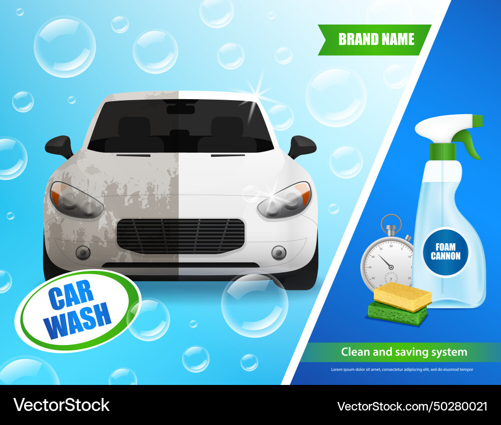 Car wash system advertisement Royalty Free Vector Image