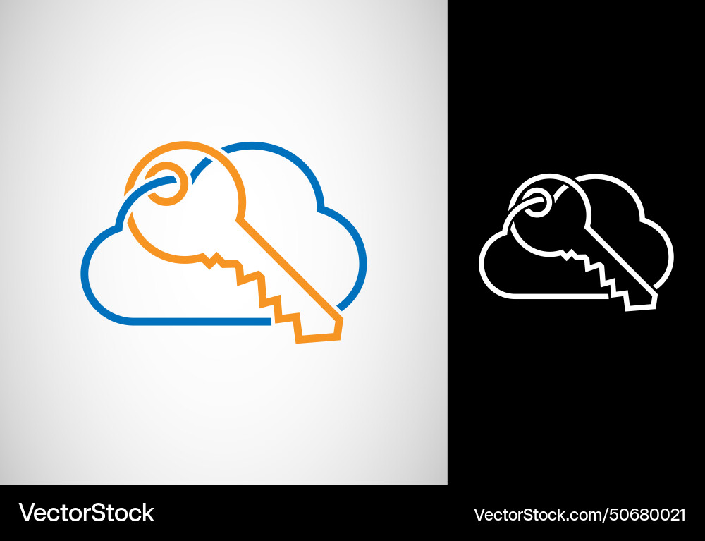 Cloud key logo design secure sign symbol Vector Image
