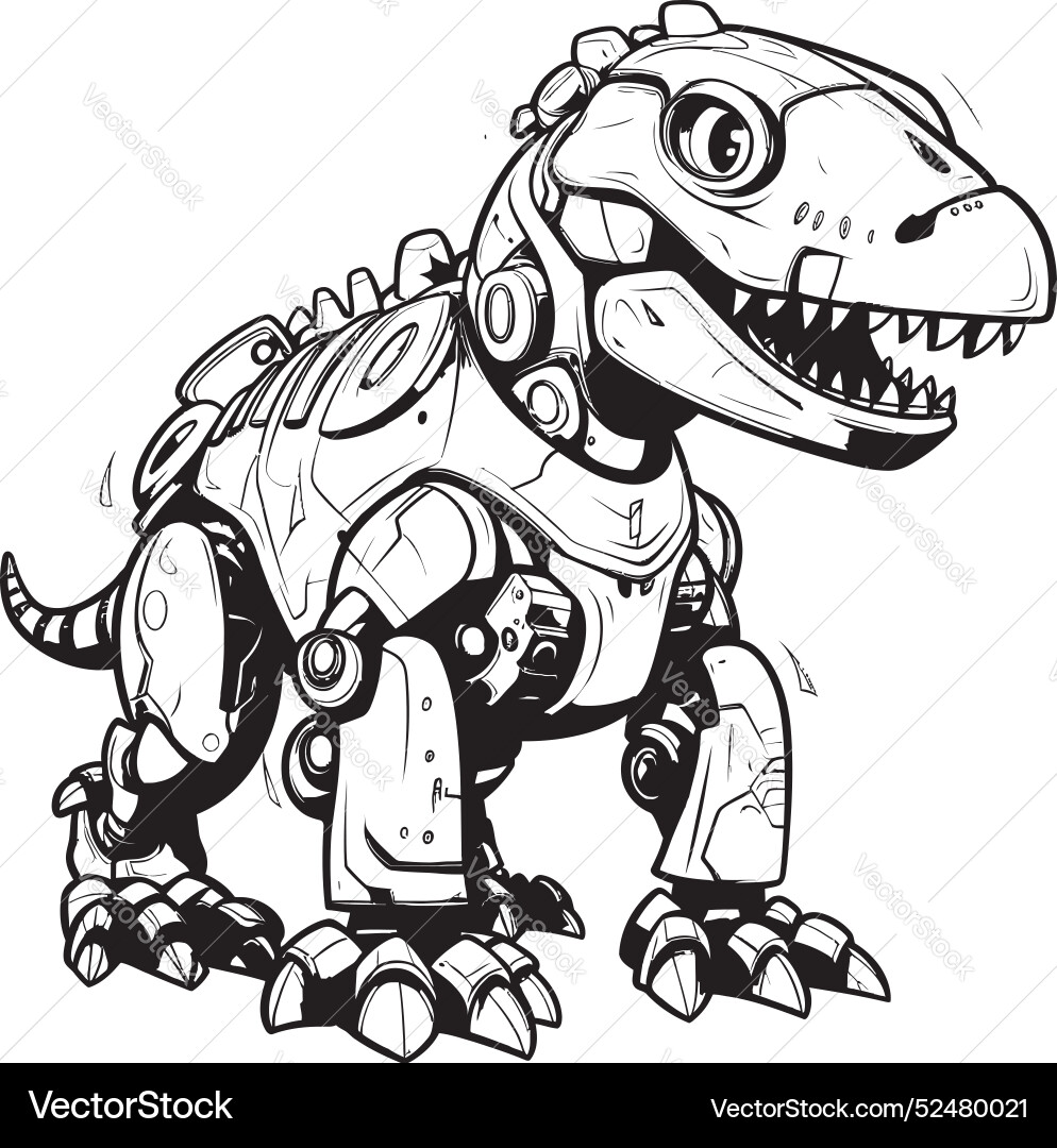 Cybersaurus futuristic robot dinosaur icon design Vector Image