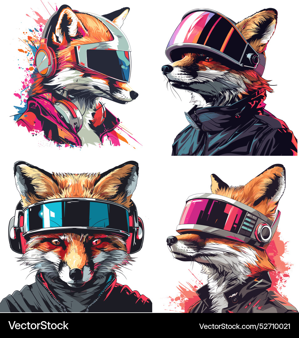 Digital fox cartoon concepts fur ears Royalty Free Vector