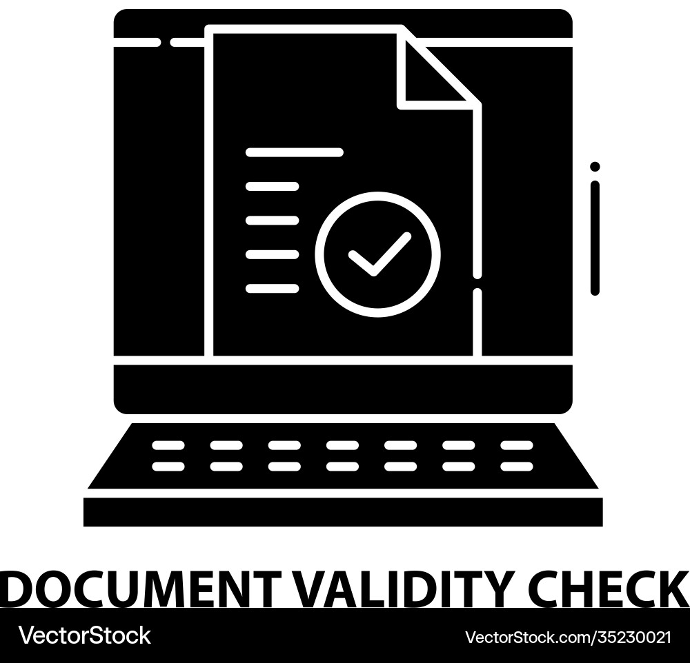 Document validity check icon black sign Royalty Free Vector