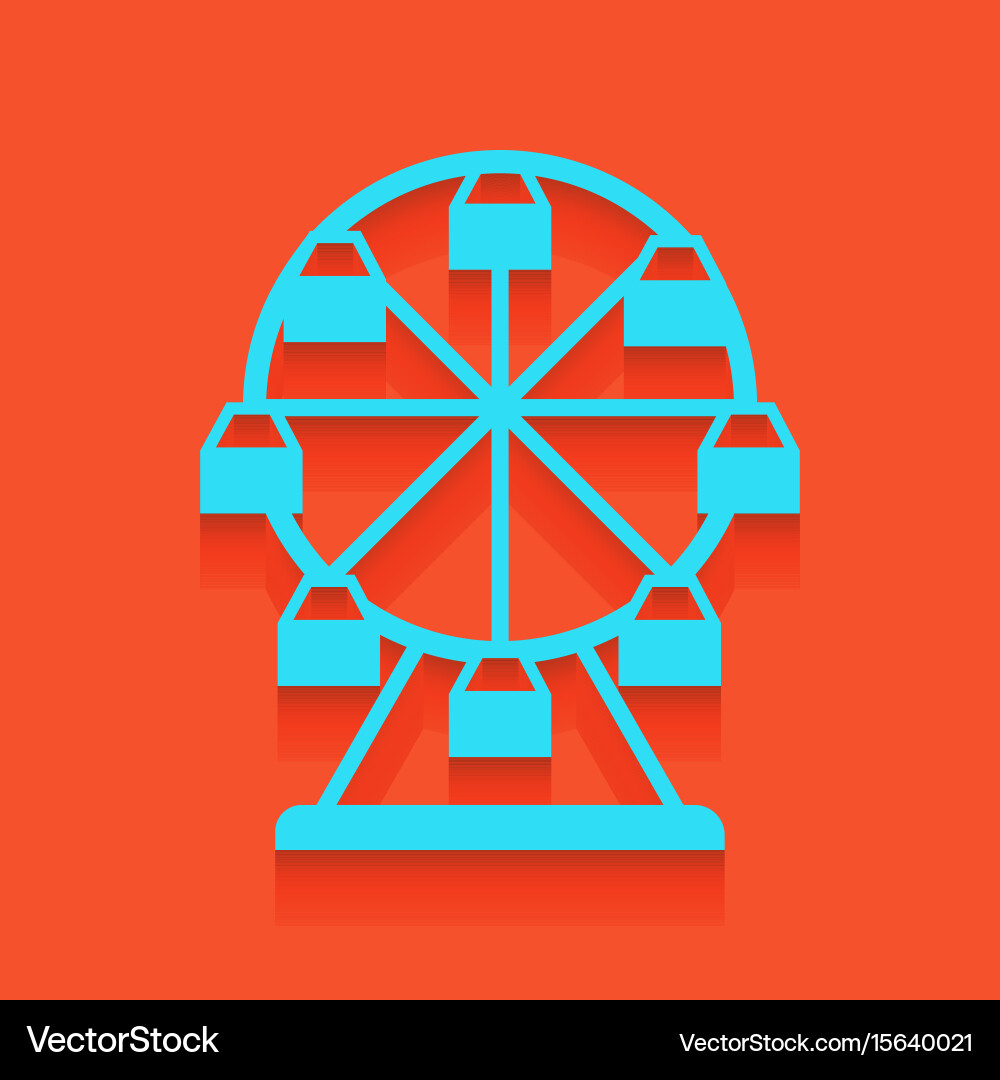 Ferris wheel sign whitish icon on brick Royalty Free Vector