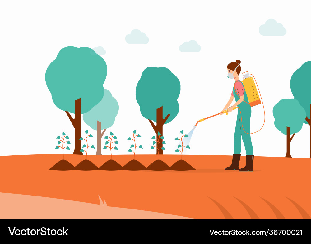 Gardener Applying Insecticide Royalty Free Vector Image