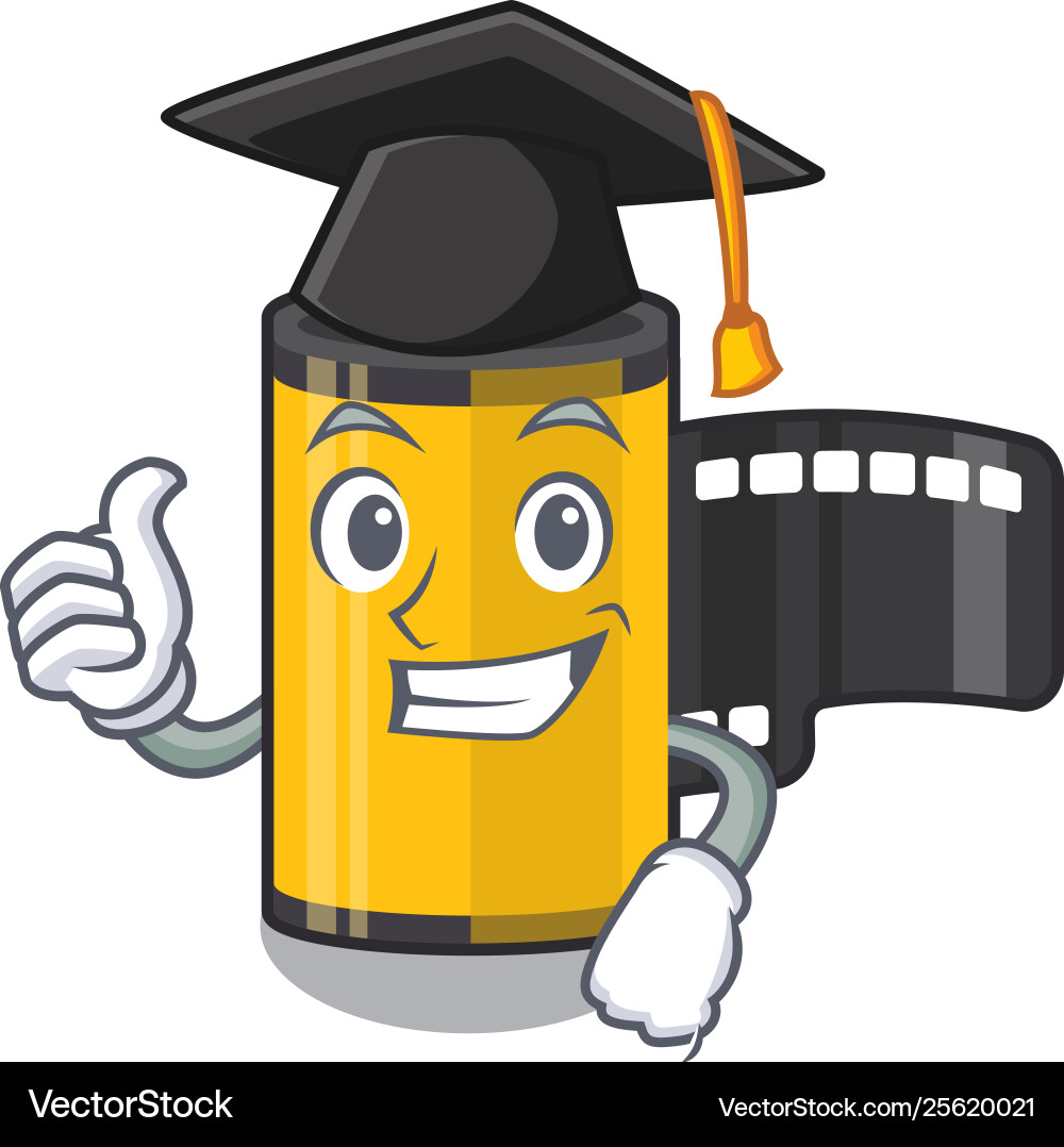 Graduation camera roll isolated with character Vector Image
