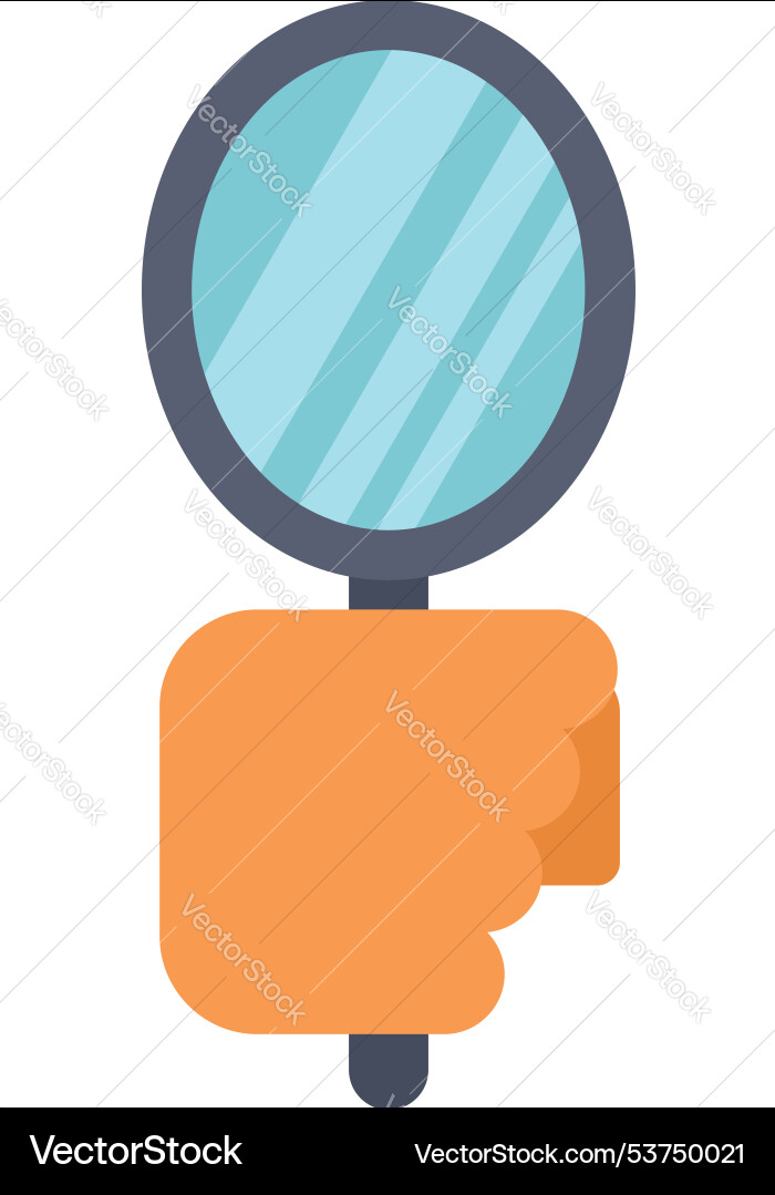 Hand holding round mirror with reflection Vector Image