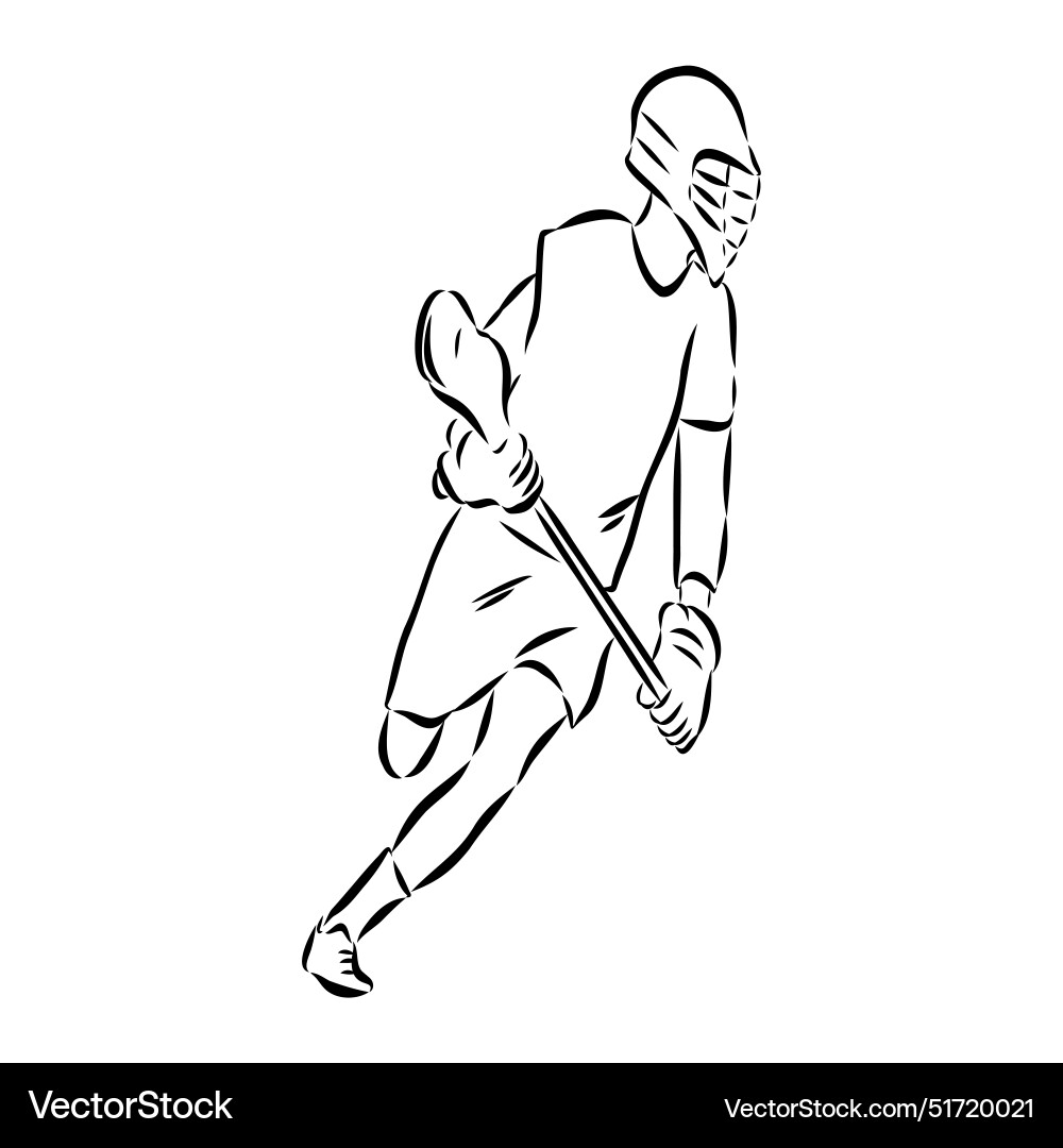 Lacrosse sport sketch outline Royalty Free Vector Image
