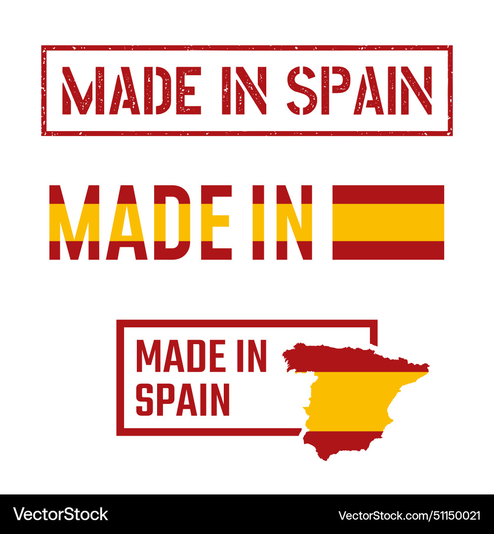 Made in spain labels set spanish product icons Vector Image