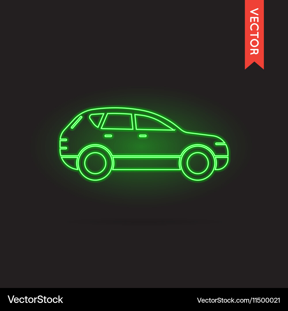 Neon car icon object Royalty Free Vector Image