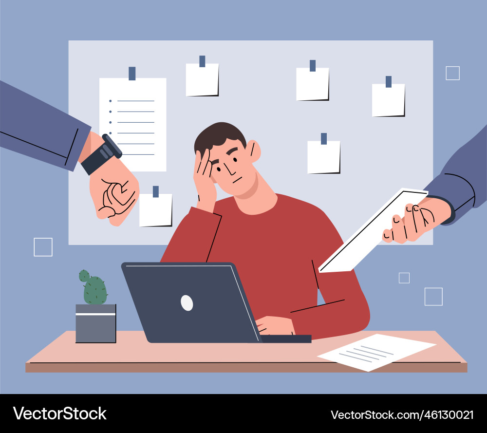 Overwhelmed person concept Royalty Free Vector Image