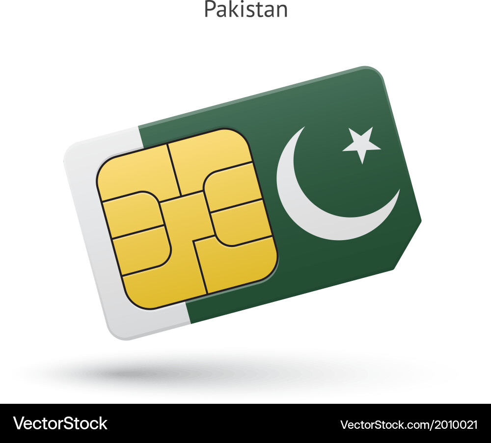 Pakistan SIM Card with Flag Royalty Free Vector Image