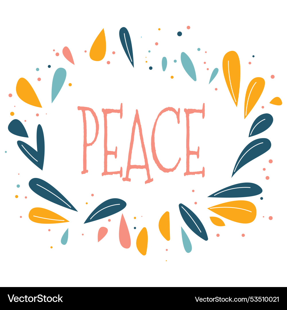 Peace in romantic flower leaves circle frame Vector Image