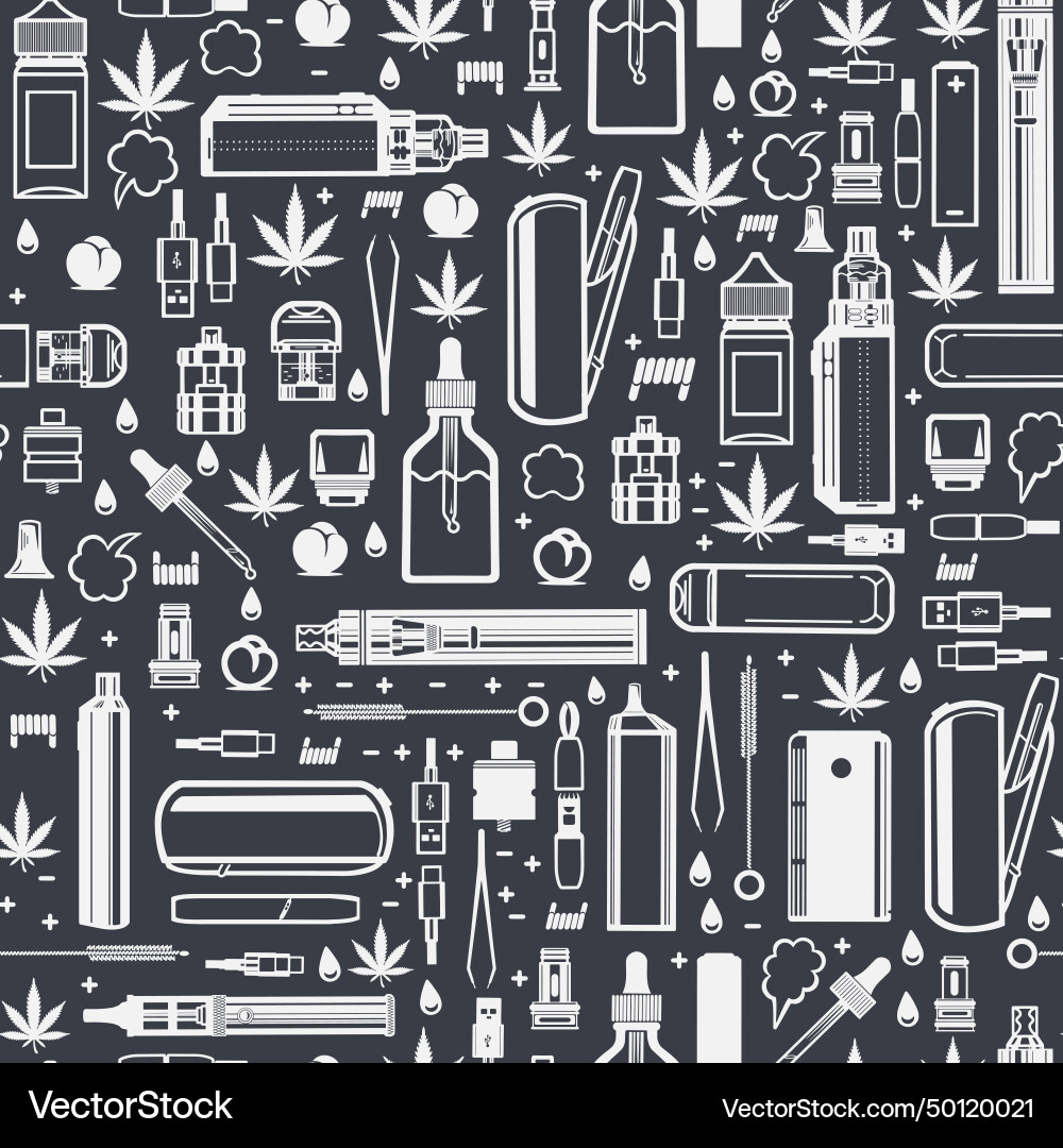 Seamless pattern vape vapor white background Vector Image