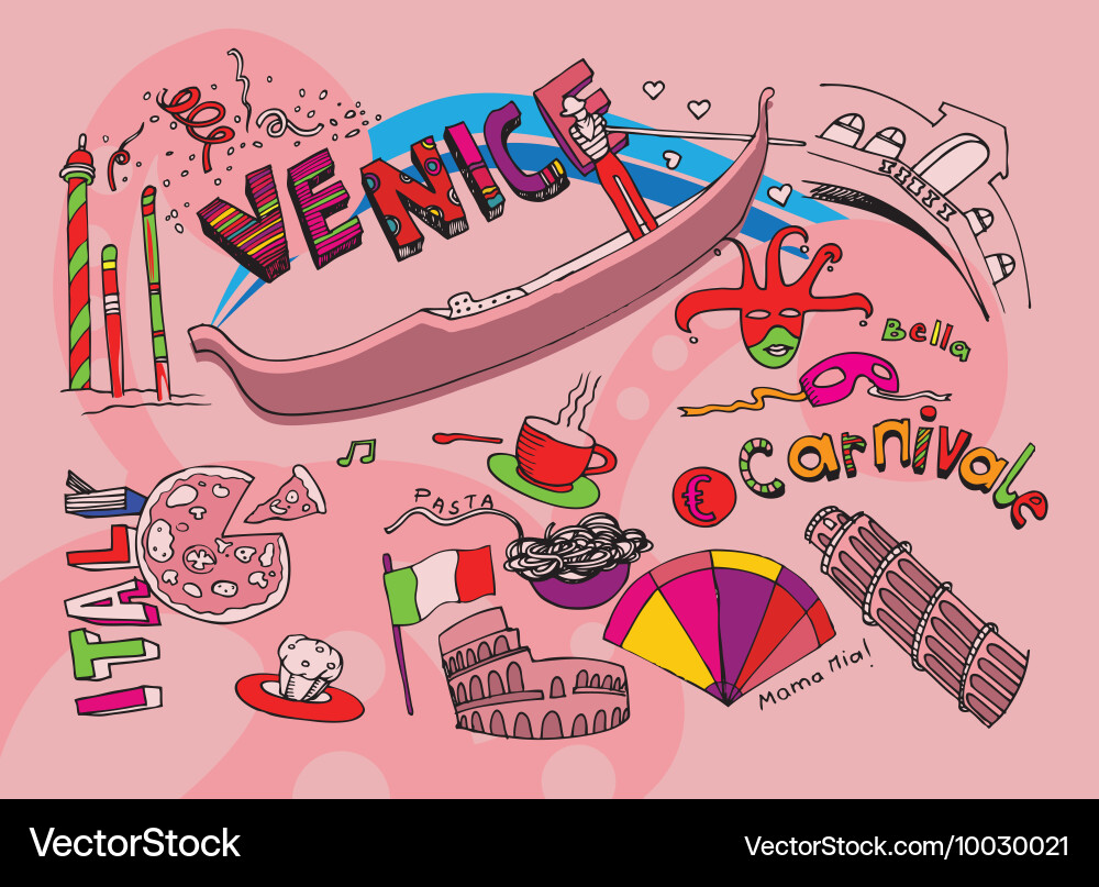 Venice doodles Royalty Free Vector Image - VectorStock