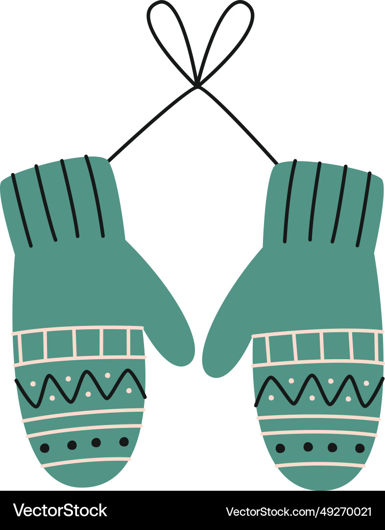 Winter mitten hanging Royalty Free Vector Image