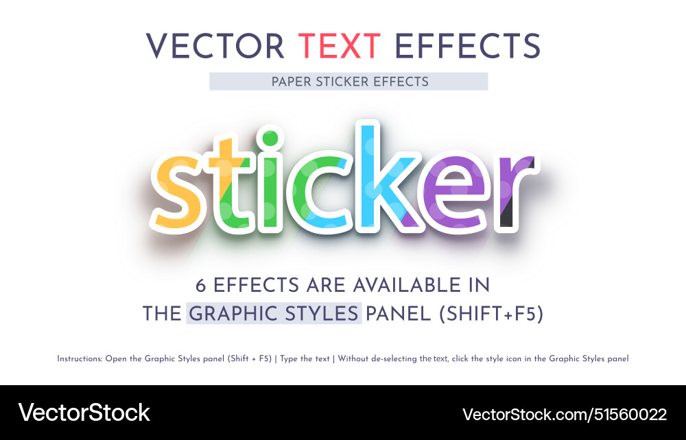 6 paper sticker text effects Royalty Free Vector Image