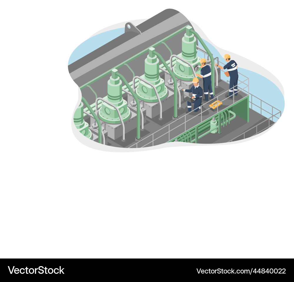 Aship marine engineer big engine motor machine Vector Image