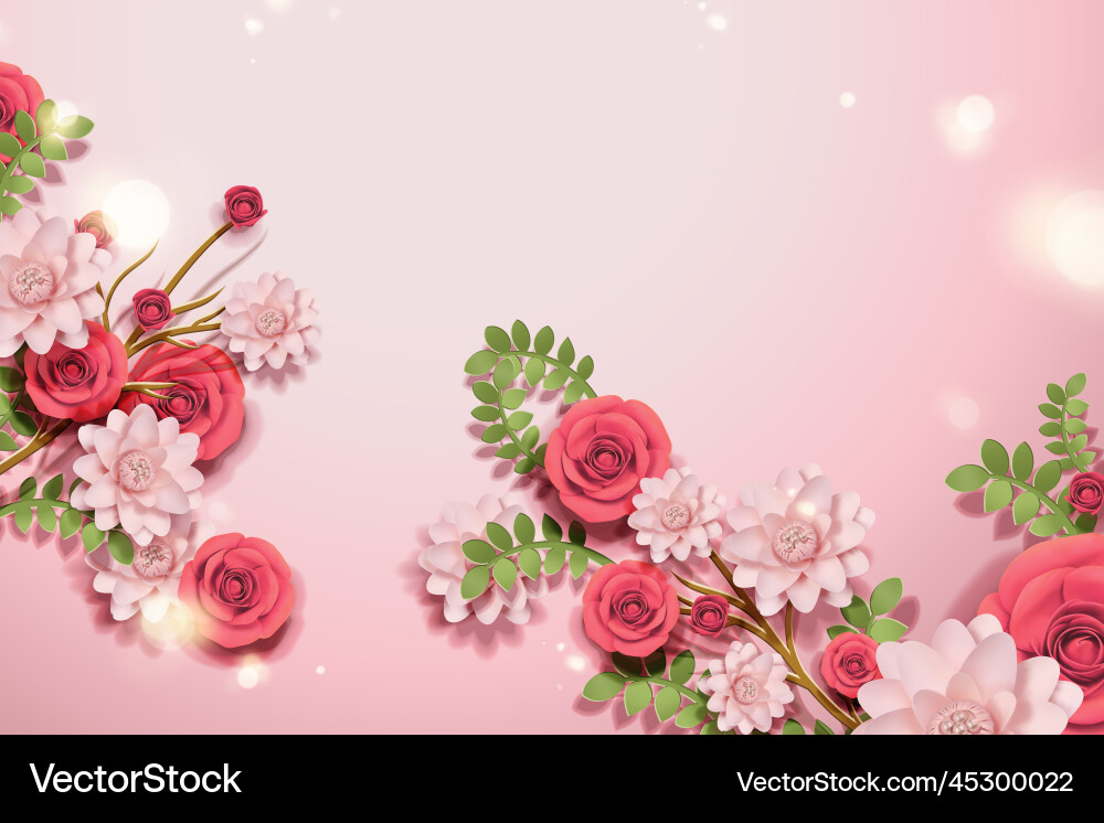 Beautiful paper flowers background Royalty Free Vector Image