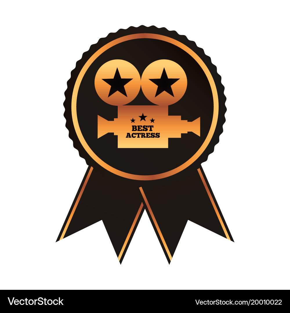 Black rosette award best actress gold projector Vector Image