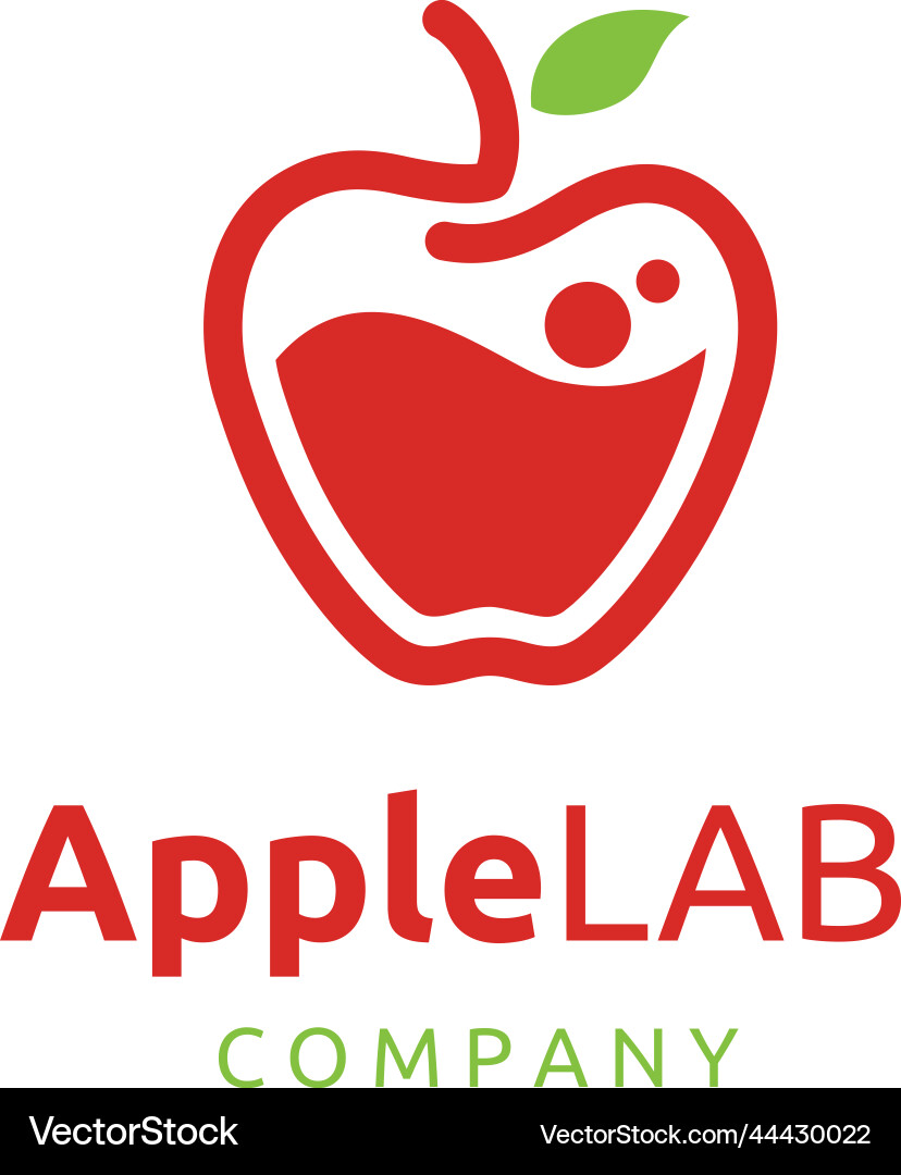 Bubble chemical liquid apple lab science logo Vector Image