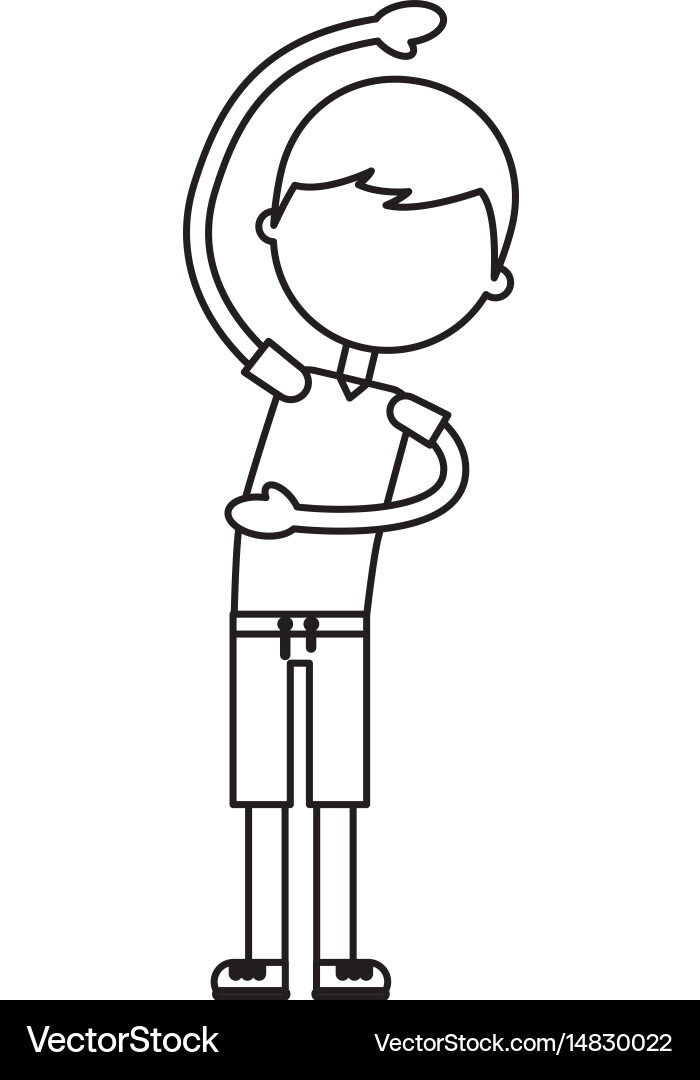 Cartoon boy stretching up Royalty Free Vector Image