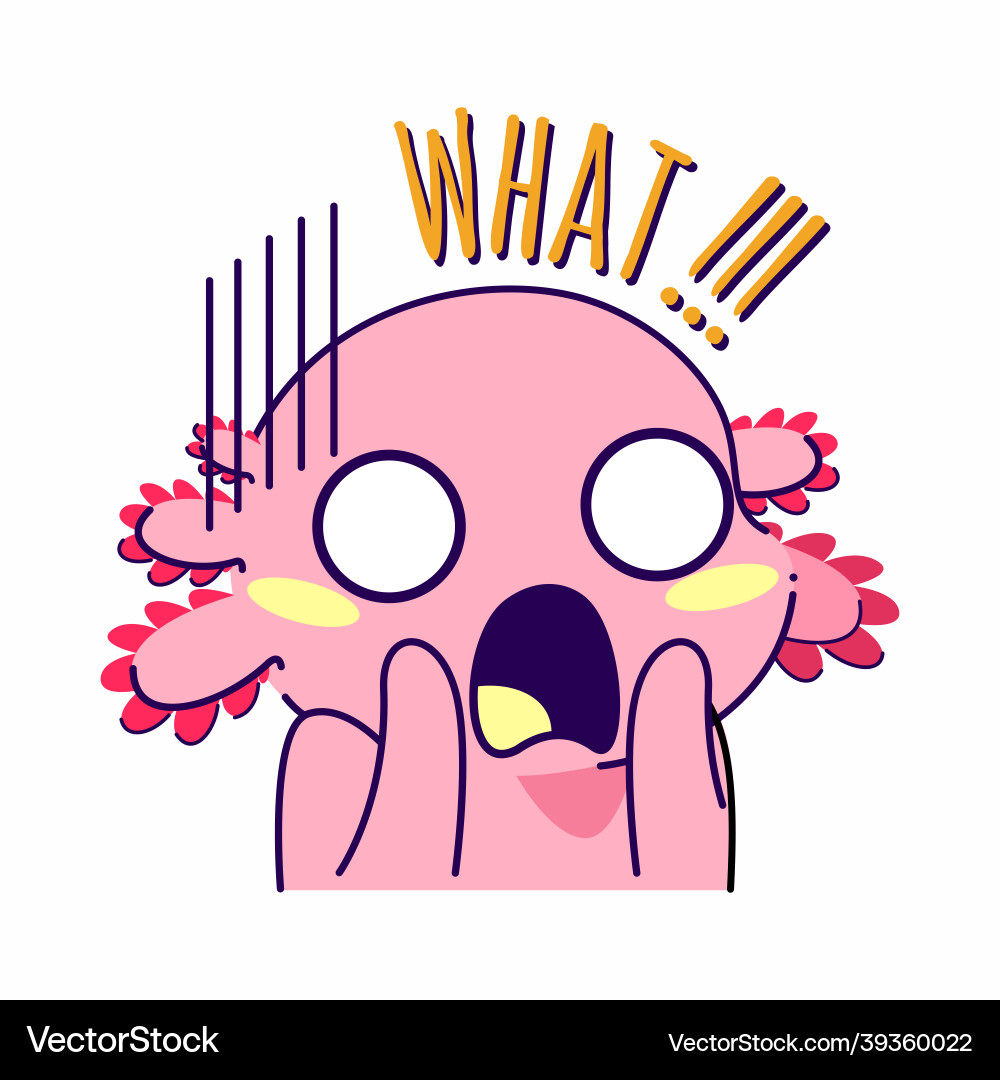 Cute axolotl shocked pose Royalty Free Vector Image