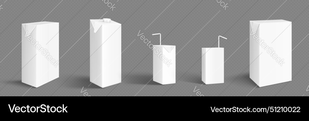 Milk or juice carton box mockups set Royalty Free Vector