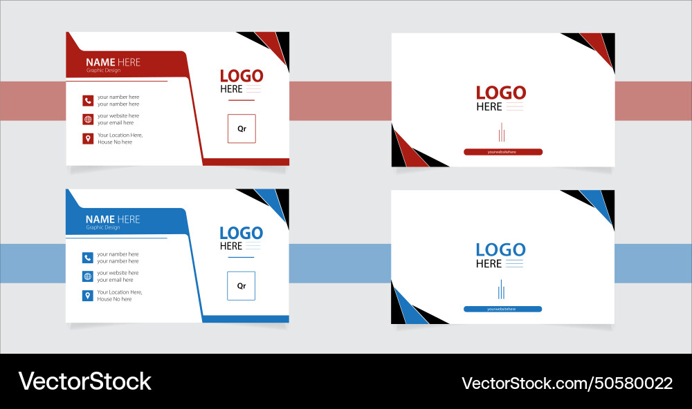 New modern visiting card design red green Vector Image