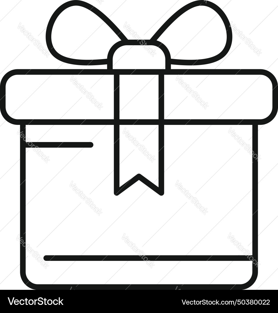 Offer gift box icon outline festivity Royalty Free Vector