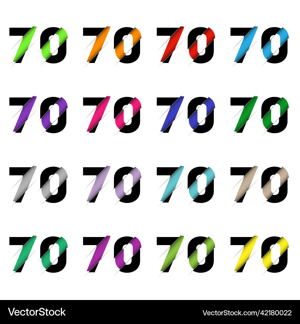 Paper cut number seventy 70 realistic 3d multi Vector Image