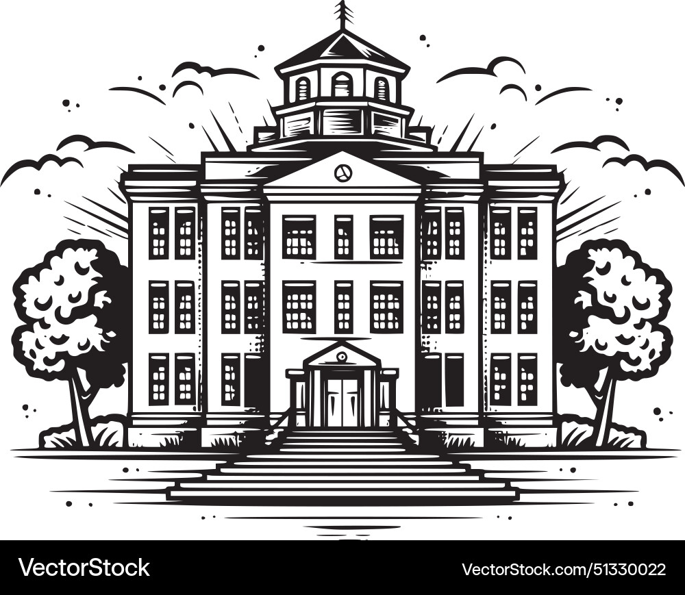 School - black and white isolated icon Royalty Free Vector