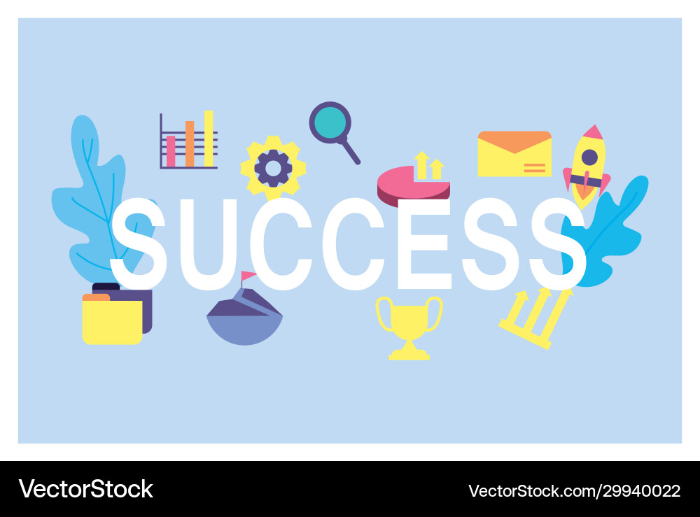 Set icons success business Royalty Free Vector Image