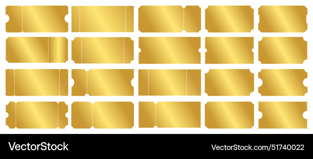 Set of golden ticket templates empty gold Vector Image