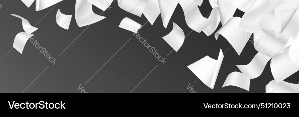 3d fly white paper sheet document page falling Vector Image