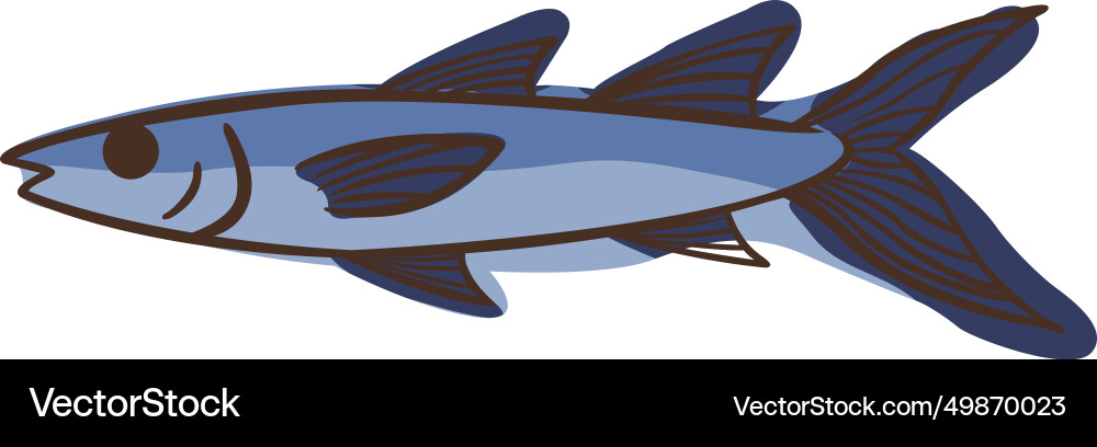 Abstract barracuda fish doodle sign for sea life Vector Image