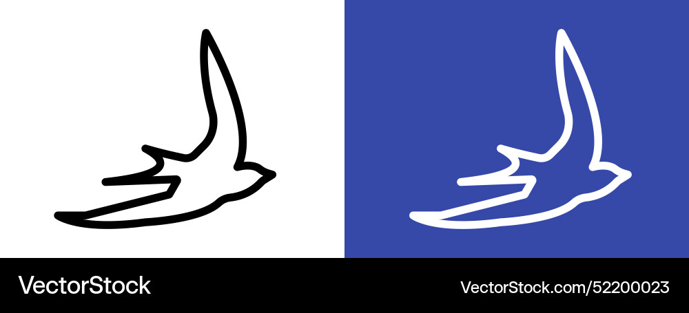 Barn swallow icon logo sign set outline Royalty Free Vector