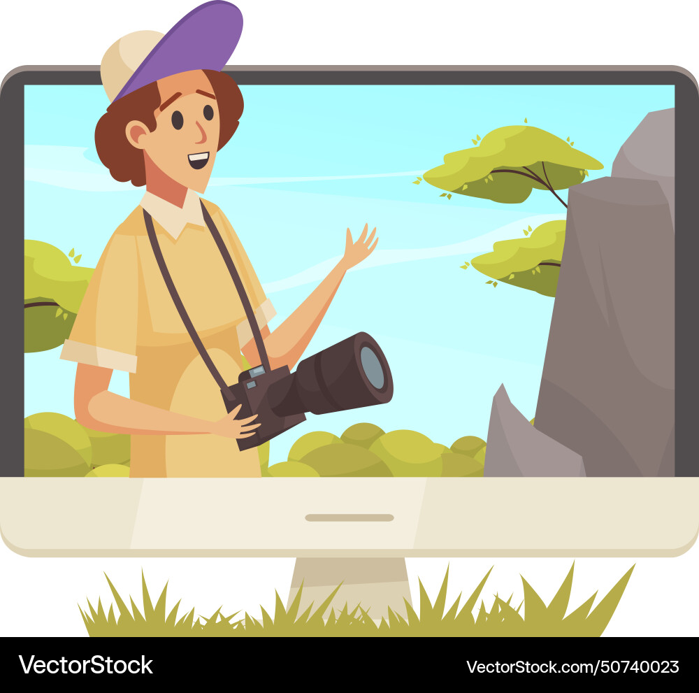 Cartoon blogger icon Royalty Free Vector Image
