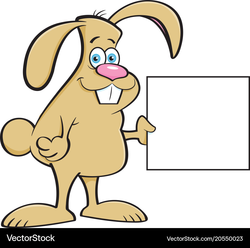 Cartoon rabbit holding a sign Royalty Free Vector Image
