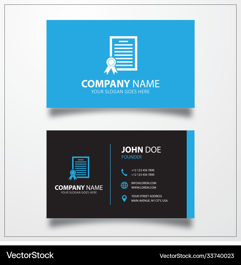 Certificate icon business card template Royalty Free Vector