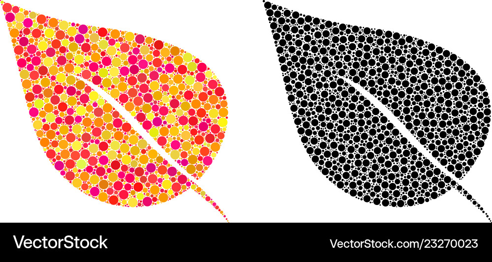 Dotted plant leaf mosaic icons Royalty Free Vector Image