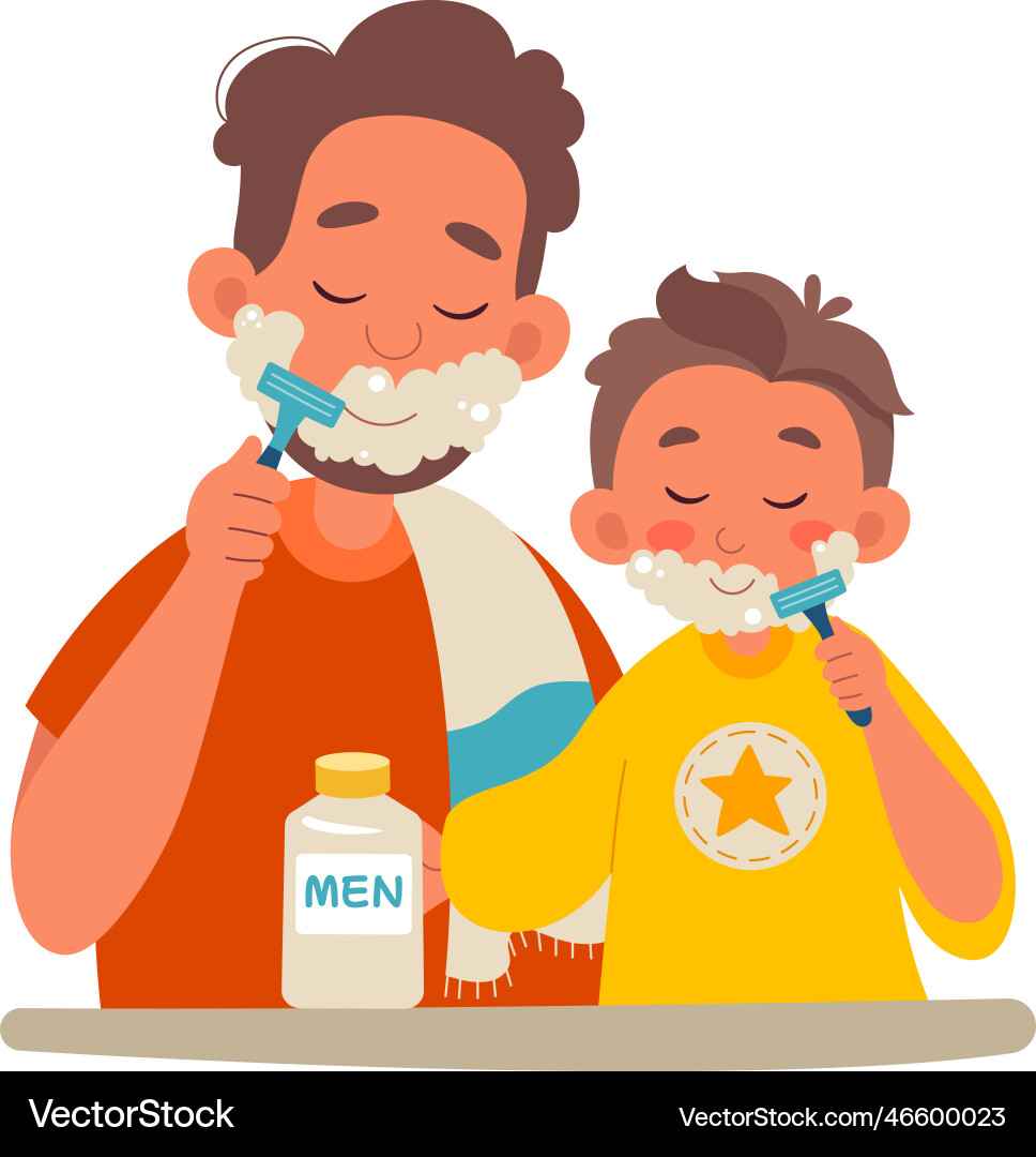 Father and son shaving Royalty Free Vector Image