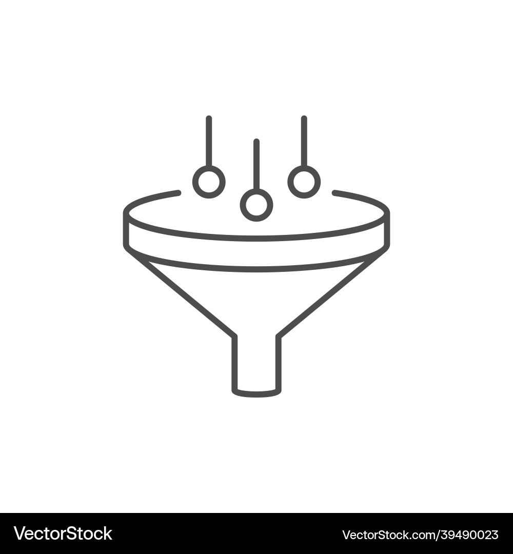 Filtration or funnel line outline icon Royalty Free Vector
