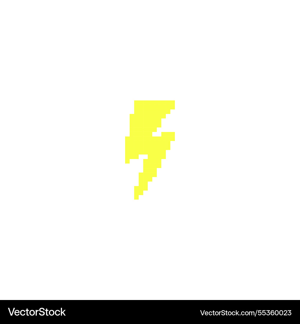 Geometric pixel lightning shape in bright yellow Vector Image