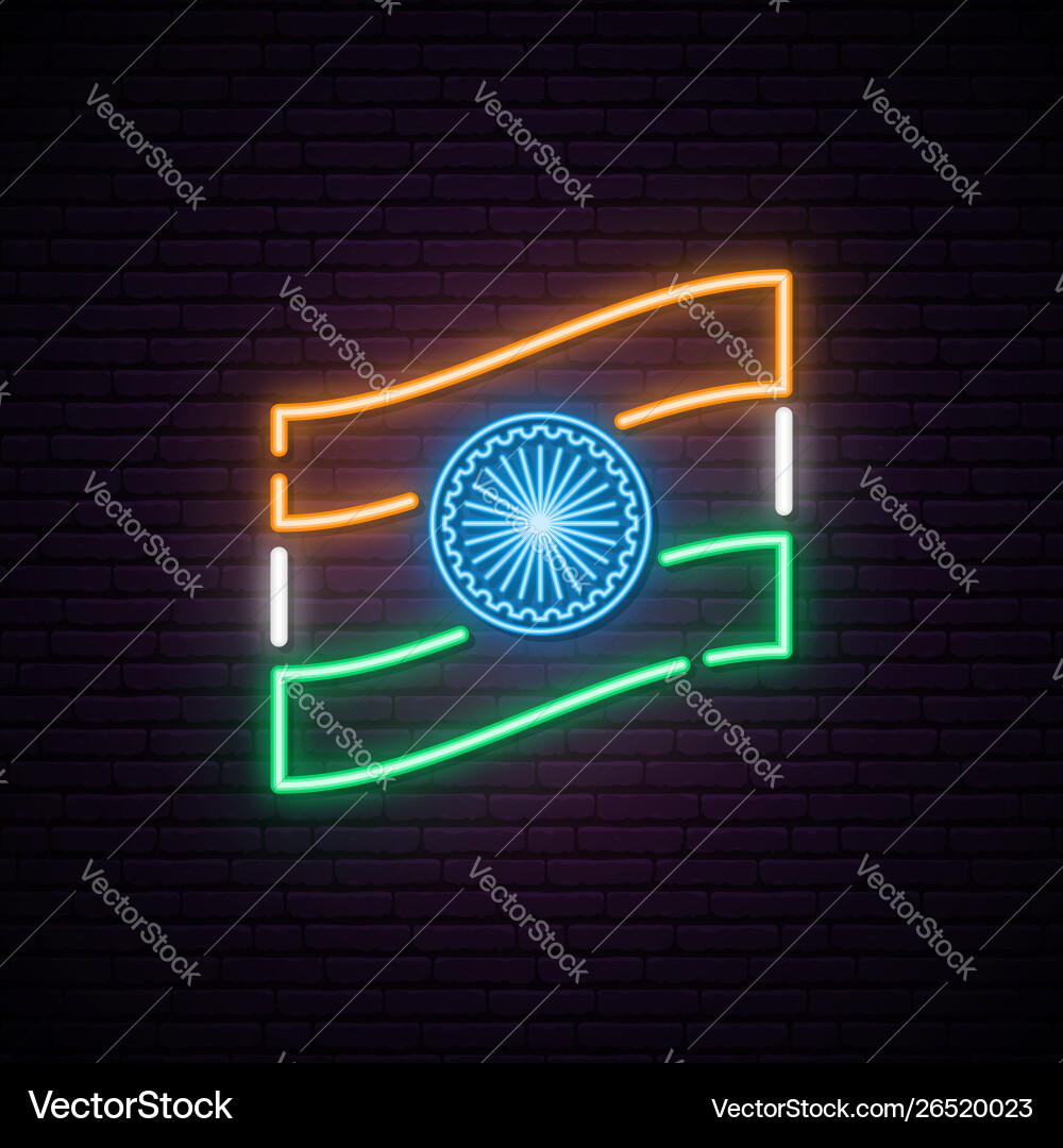 India Flag Neon Vector Images (88)