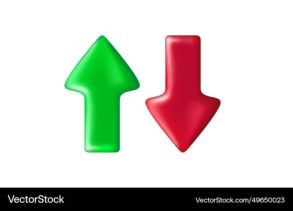 Green and red up down arrows 3d element Royalty Free Vector