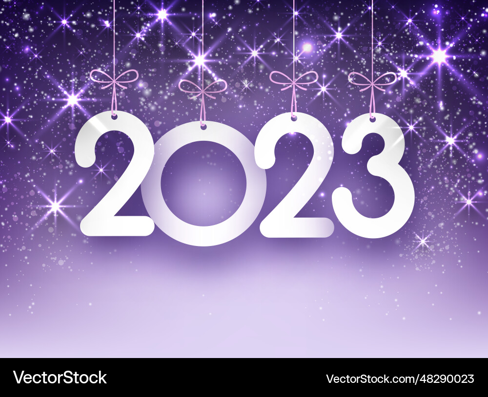 Hanging 2023 sign with sparkling stars Royalty Free Vector