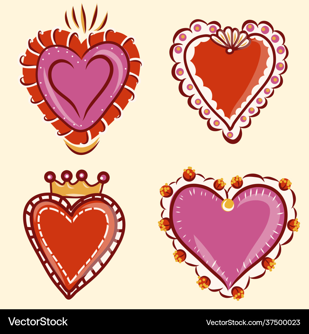 Heart set cartoon Royalty Free Vector Image - VectorStock